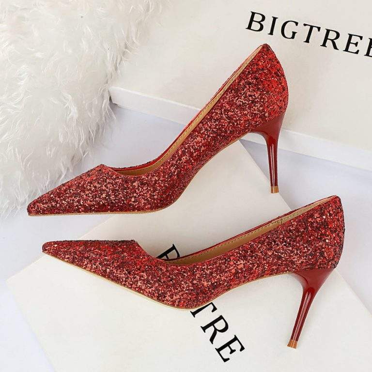 Sexy Stiletto Heel Fashion Glitter Sequined Shoes – Chyhua
