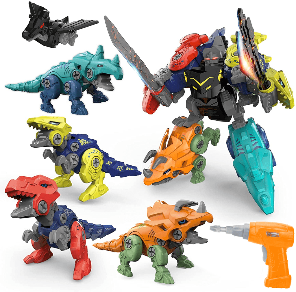 6 in 1 With Electric Drill Take Apart Transformer Dinosaurs Toy For Kid ...