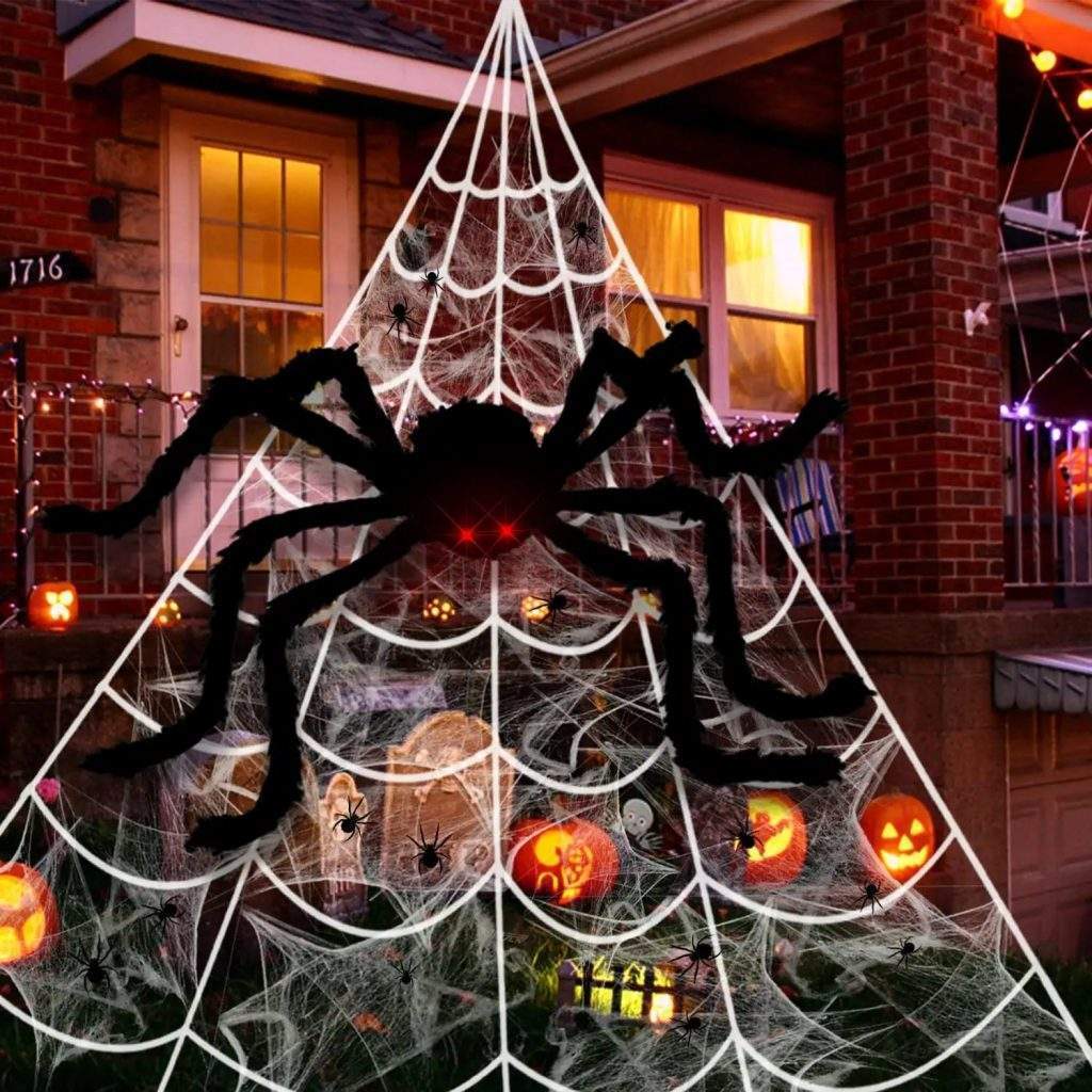 Spider Webs Halloween Decorations,236″ Spider Web and 59” Scary Giant ...
