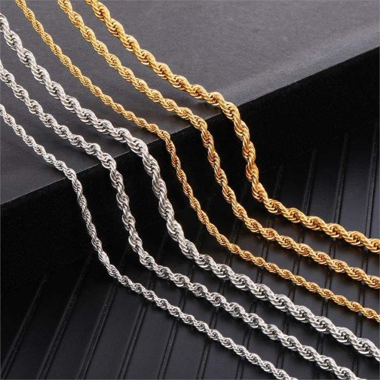 Rope Cuban Link Chain Necklace with White Gold – Chyhua