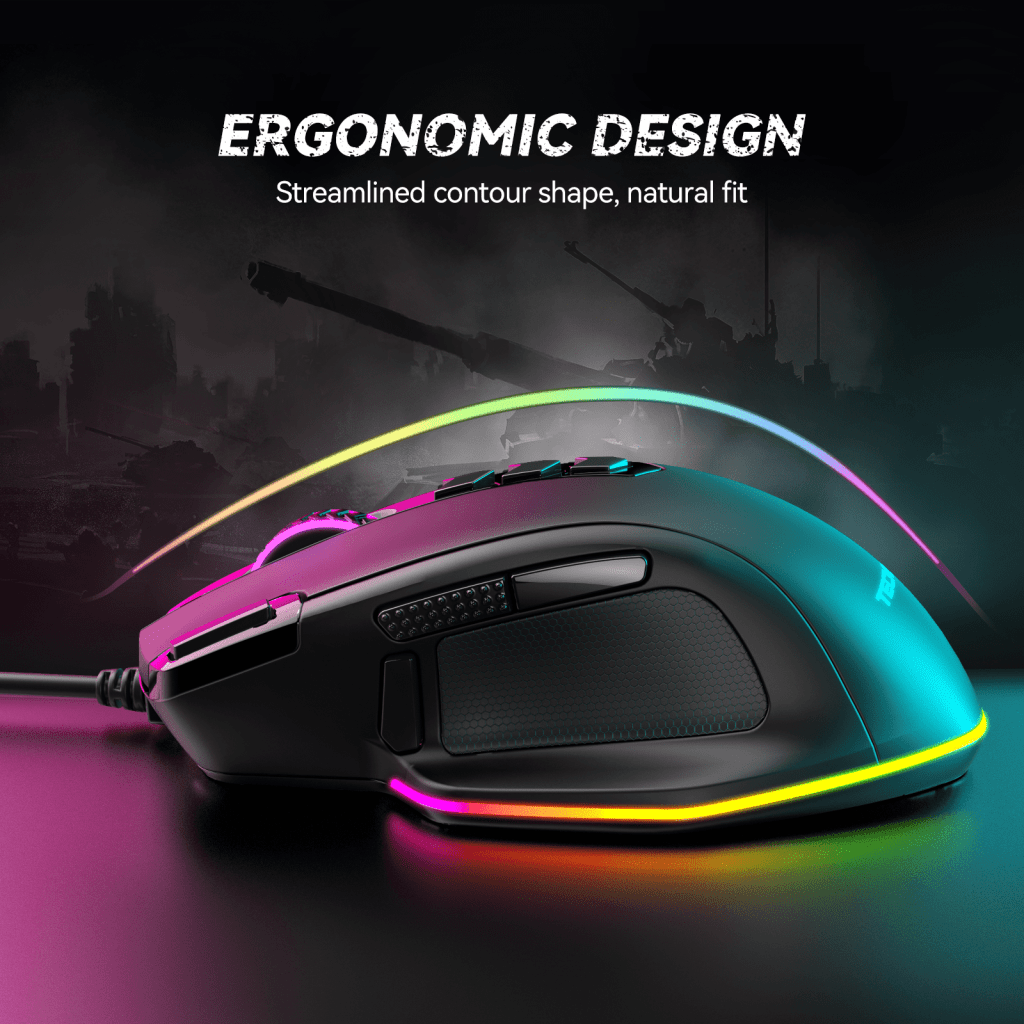 Wired Gaming Mouse 6 Color RGB Spectrum Backlit, Intelligent Sensor up ...
